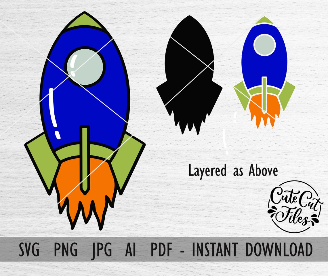 Rocketship SVG PNG DXF | Rocket Ship Clipart | Space Shuttle Clipart ...