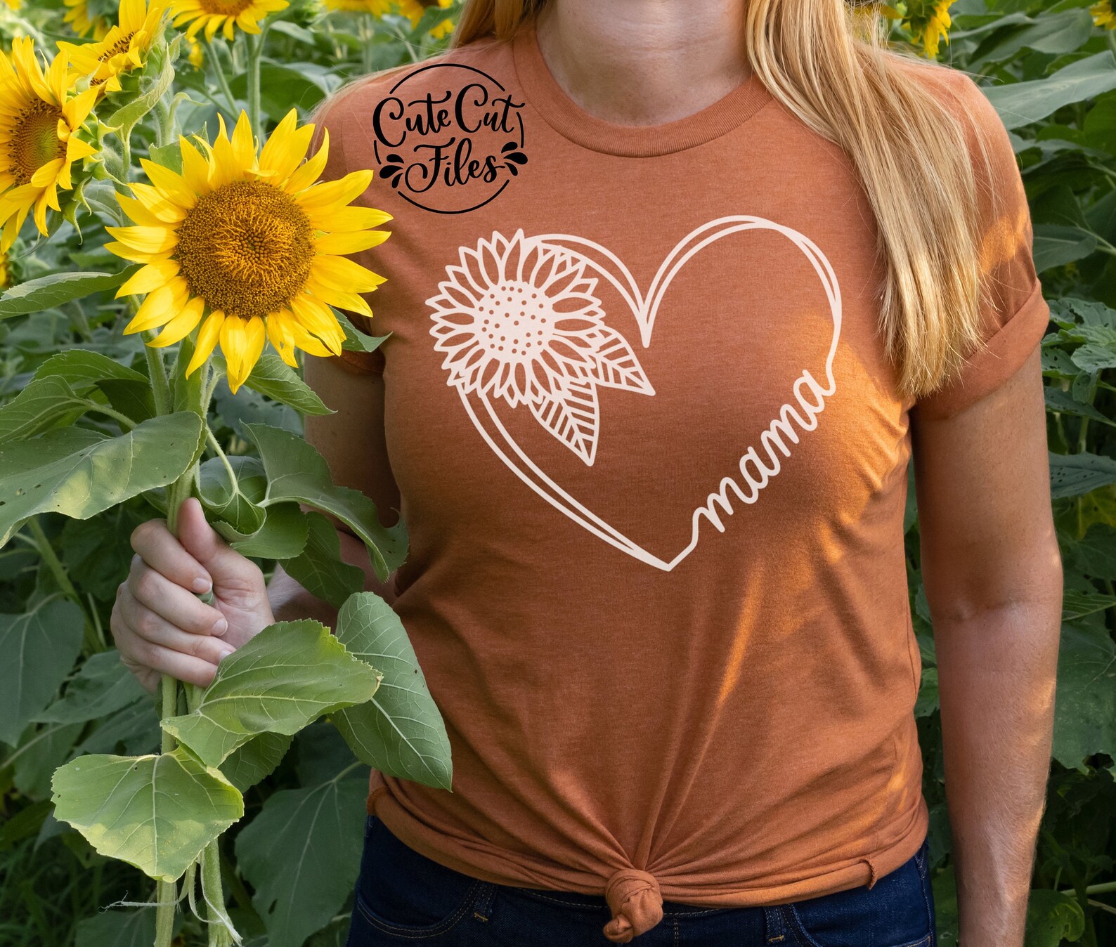 Mama Sunflower Heart SVG PNG Mama Heart Svg Mama Heart Cut - Etsy