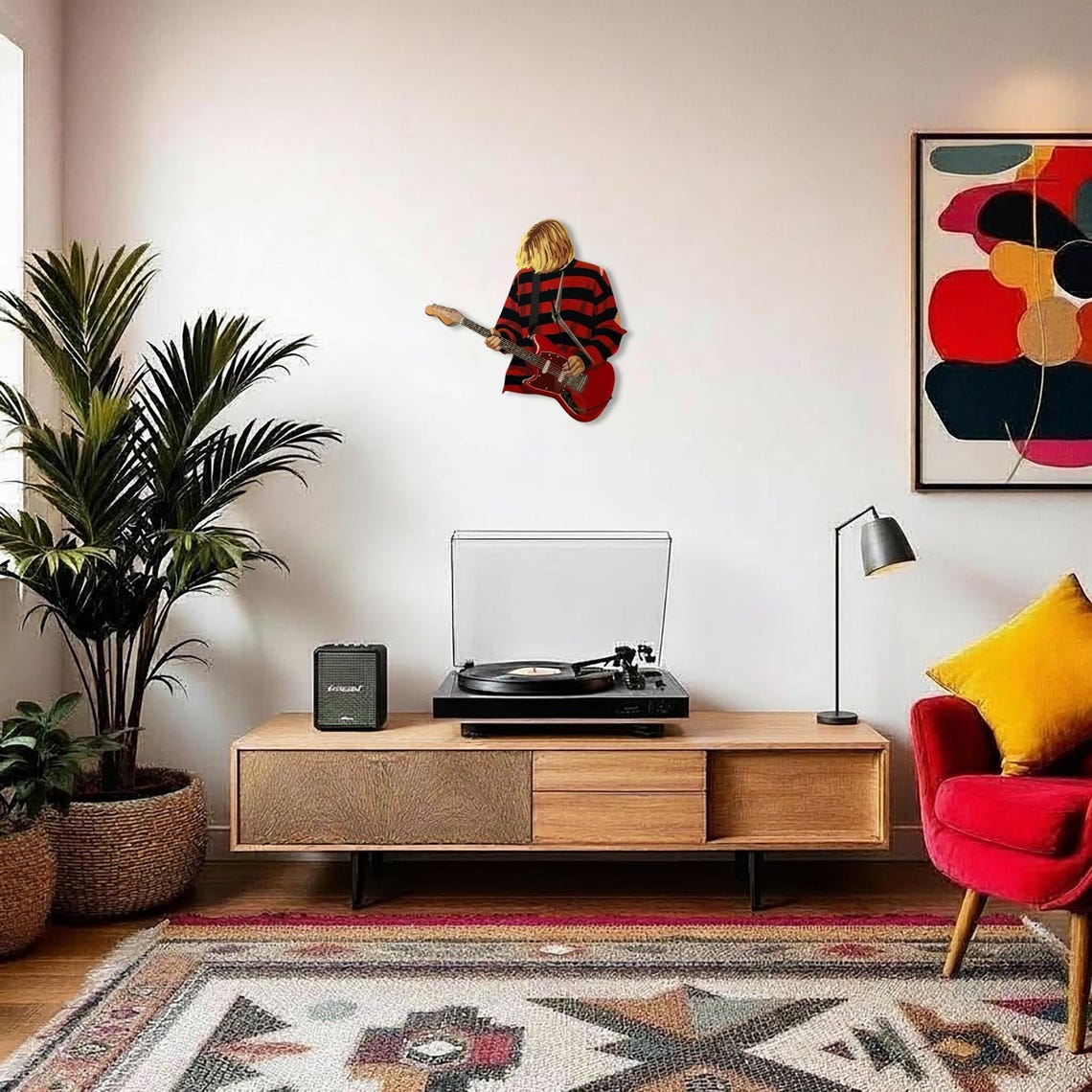 Kurt Cobain-inspired Wall Clock • Handmade Hand-painted Wooden 90s ...