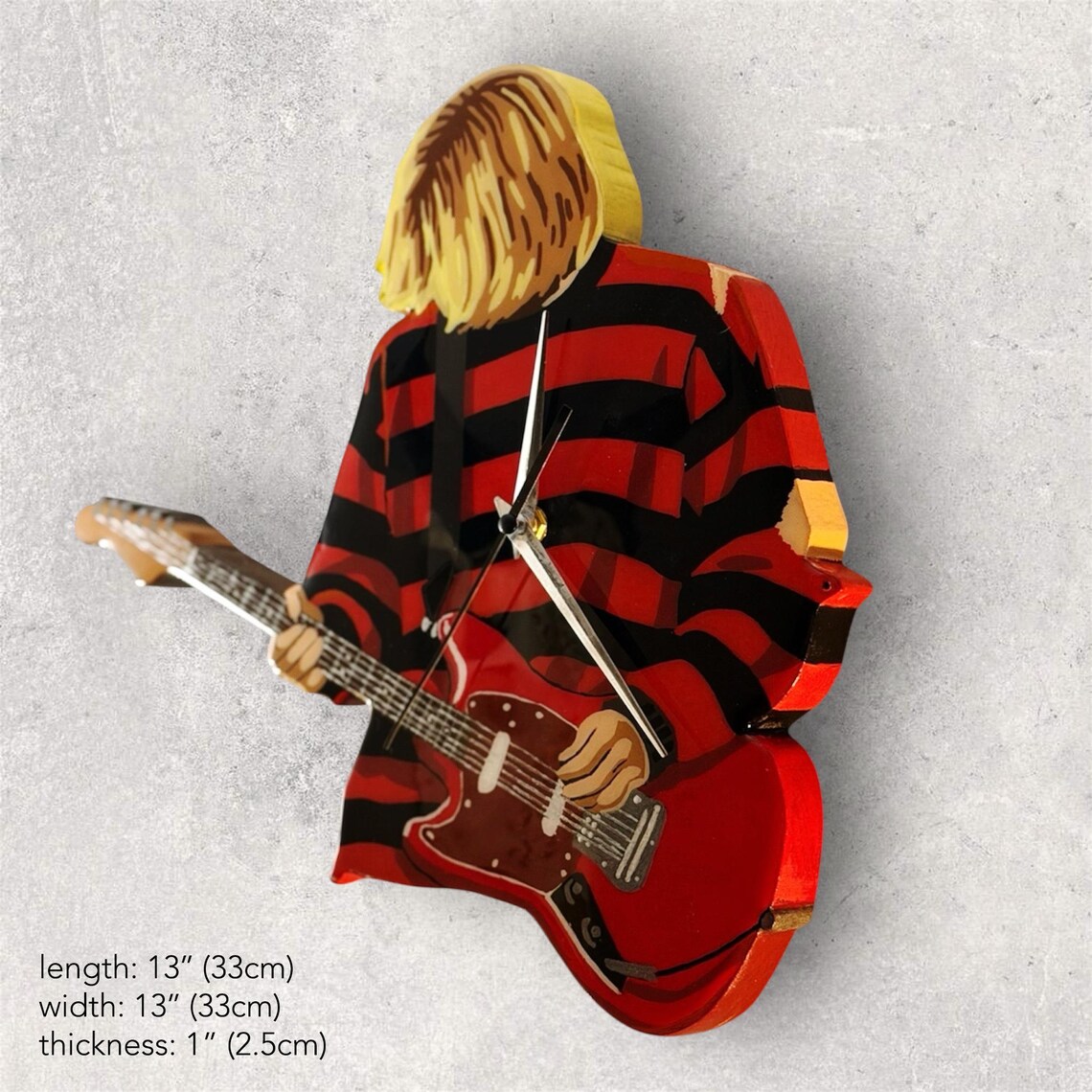 Kurt Cobain-inspired Wall Clock • Handmade Hand-painted Wooden 90s ...