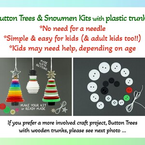 Make Your Own Kit, Button Christmas Tree Ornament or Button Snowman ...