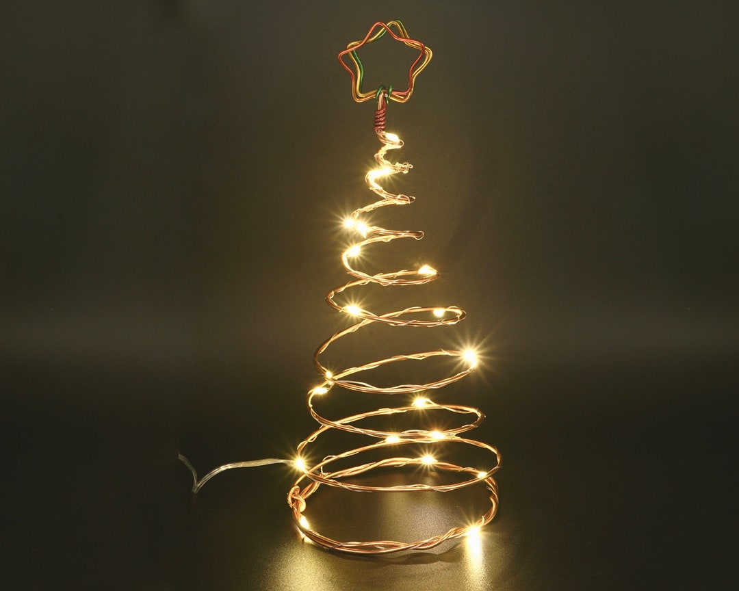 Mini Christmas Tree Ornament, Wire, With Optional Fairy Lights ...