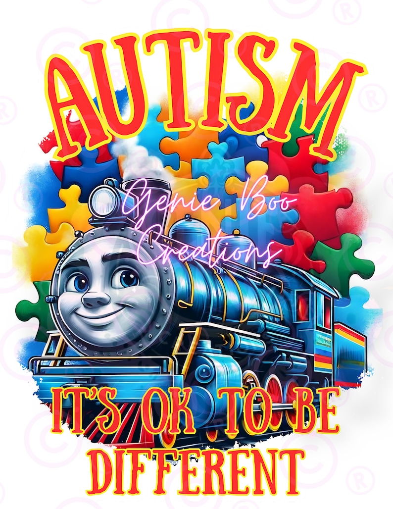 Autism Awareness Train PNG – "it's OK to Be Different" (digital ...