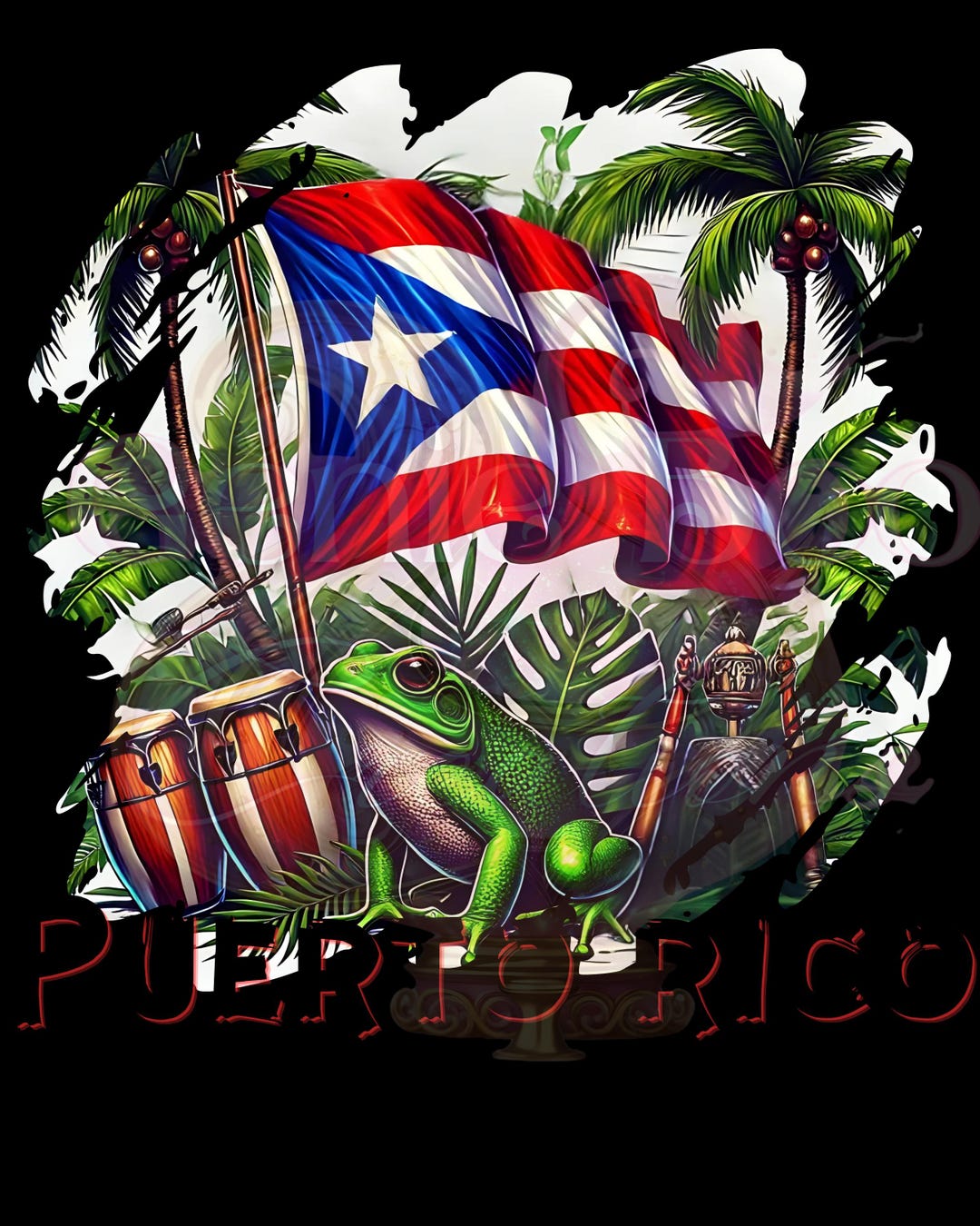 Puerto Rico Flag & Coqui Frog PNG – Tropical Digital Download - Etsy
