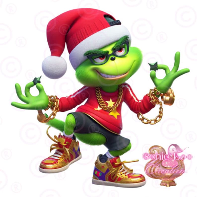 Hip Hop Grinch and Friends Clipart Set Cool Christmas Fashion, Instant ...
