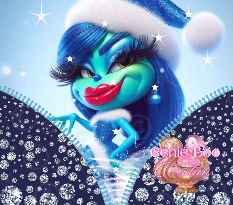 Cute Sassy Blue Girl Grinch Digital Tumbler Design 20 Oz Size Instant Download Etsy