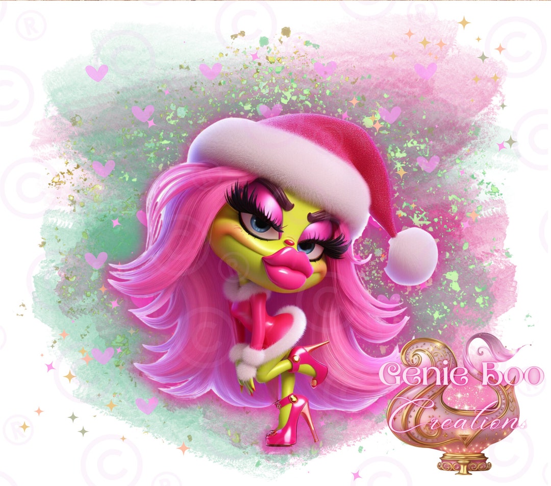 Sassy Sexy Green/pink Girl Grinch Design - Digital Art for Tumbler Wrap ...