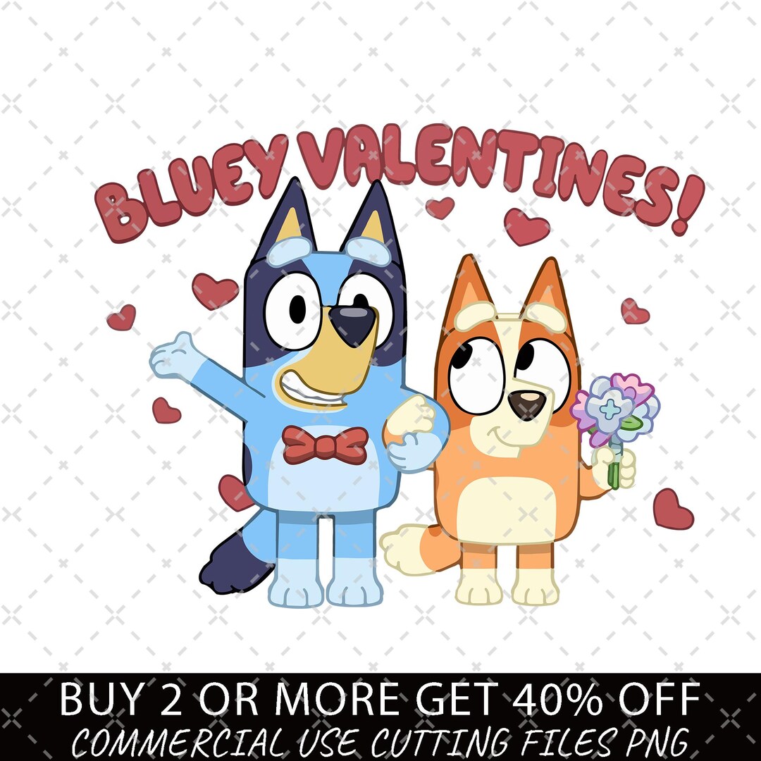 Blue Dog and Bingo Couple PNG, Blue Dog Valentines Day Png, Happy Blue ...