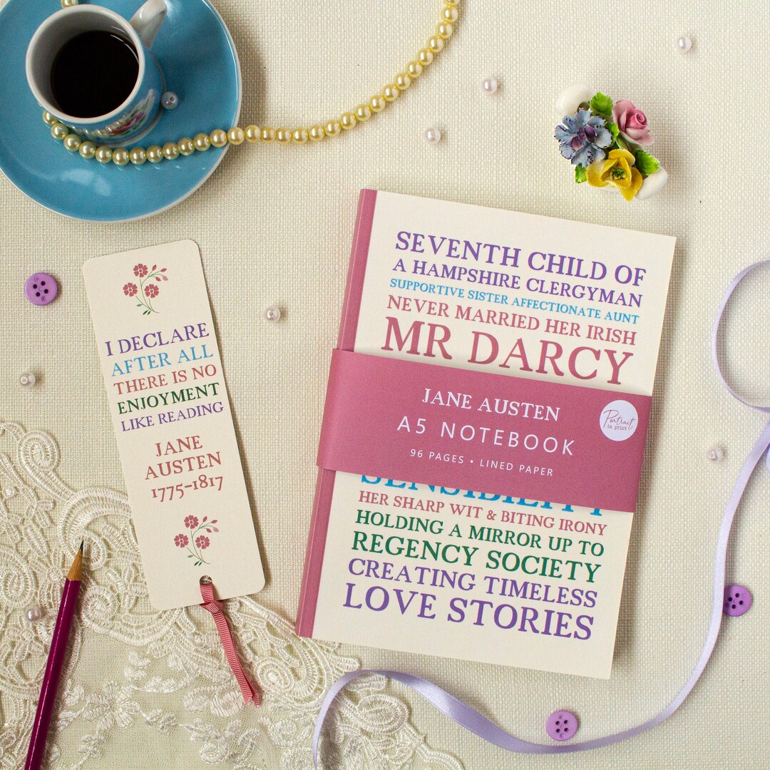 Jane Austen Gift Set: A5 Notebook and Quote Bookmark - Etsy
