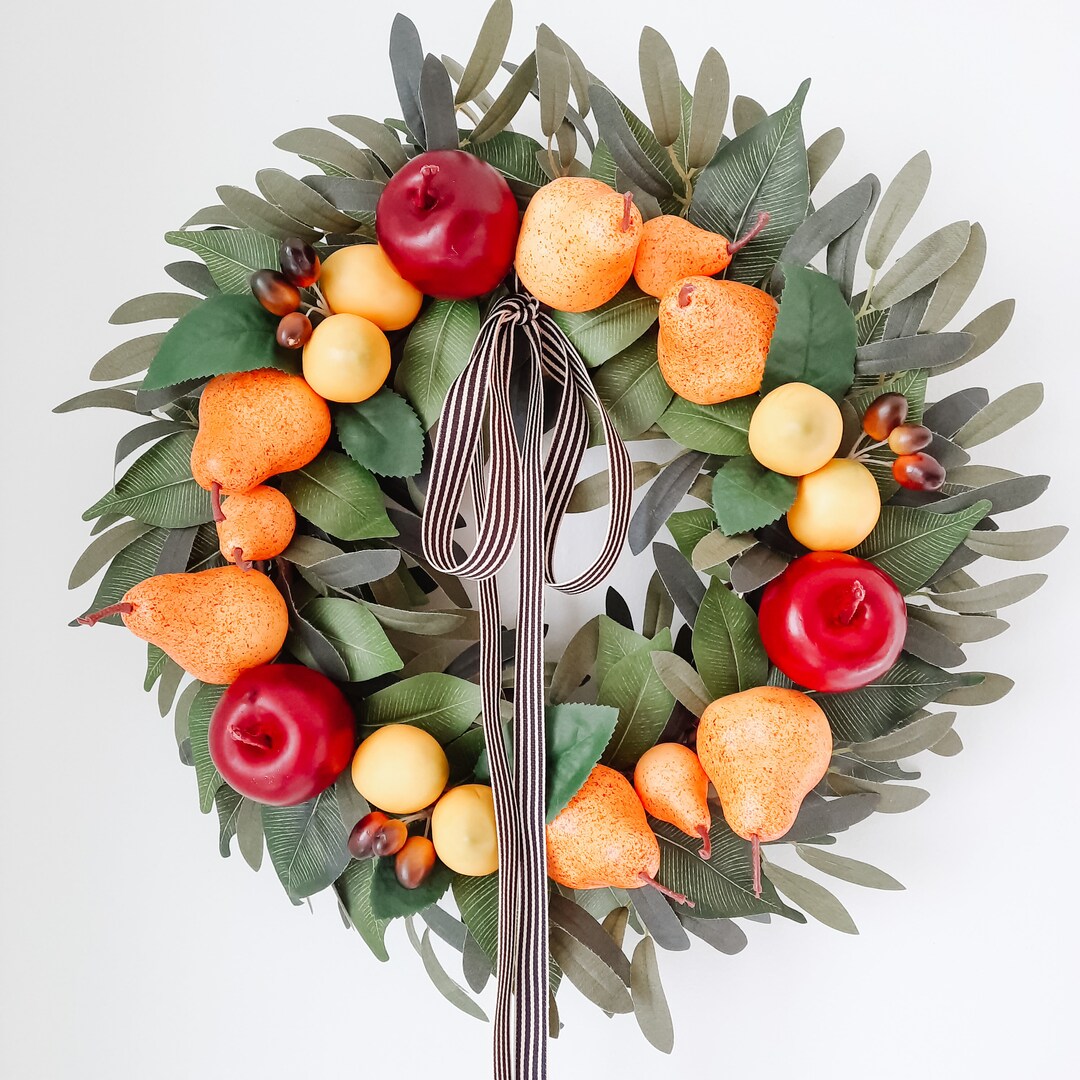 Fruit Wreath | Pears & Apples Wreath | Fall Fruit Decor - Etsy