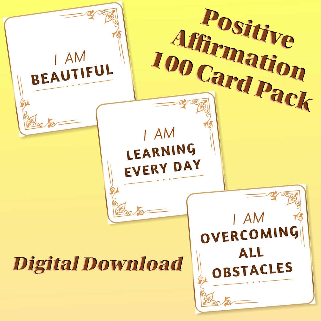 I AM Positive Affirmation 100 Card Pack Printable Digital Download ...