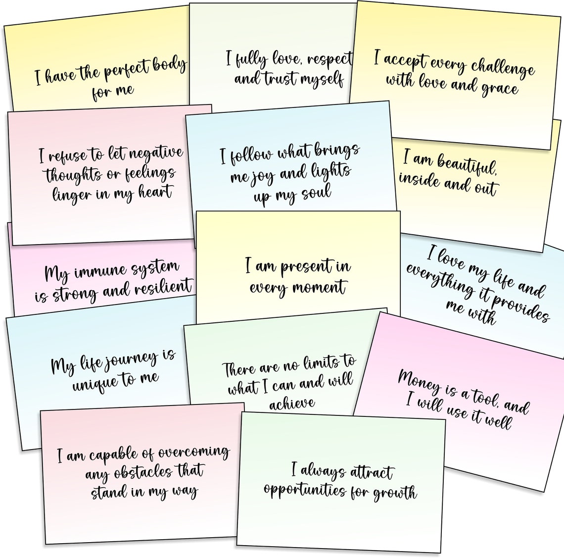 200 Positive Affirmation Cards for Health, Wealth, Success (printable ...
