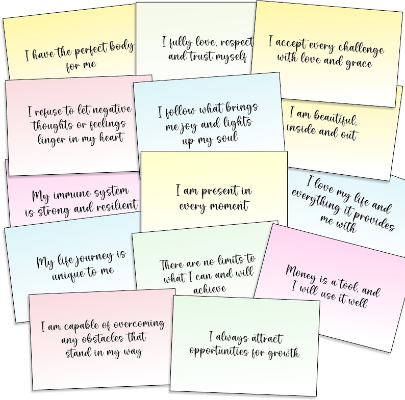 200 Positive Affirmation Cards for Health, Wealth, Success (printable ...