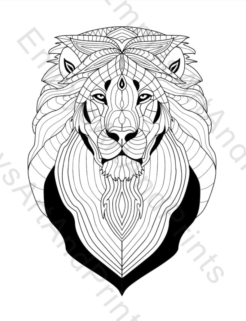 Lion Coloring Sheet Printable Digital PDF Download | Relaxing Creative ...