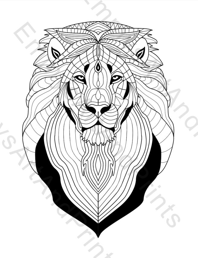 Lion Coloring Sheet Printable Digital PDF Download | Relaxing Creative ...