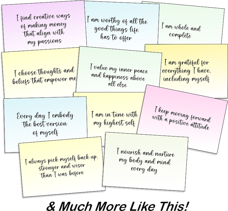 200 Positive Affirmation Cards for Health, Wealth, Success (printable ...