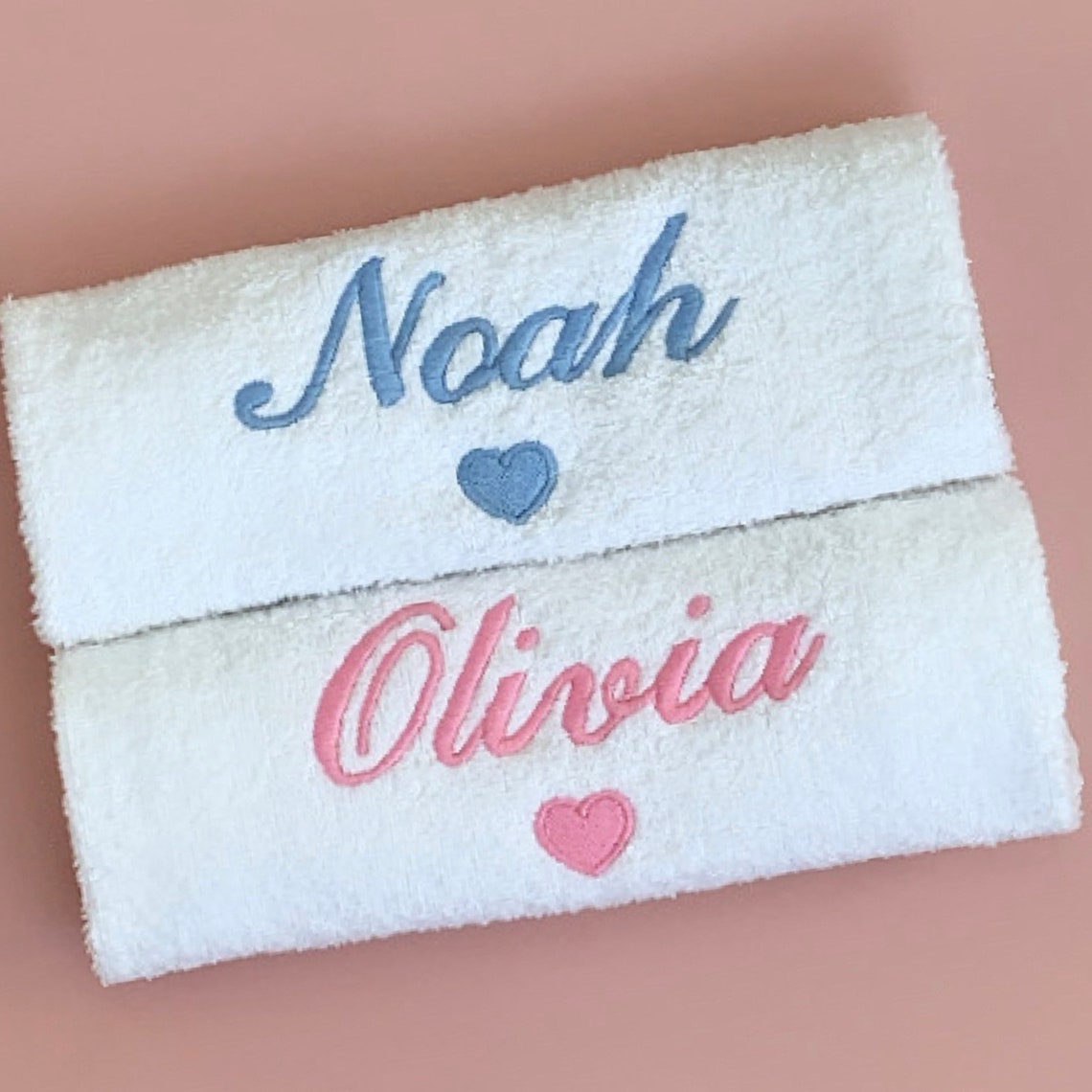 Personalised Face flannel embroidered with cute heart 100% | Etsy