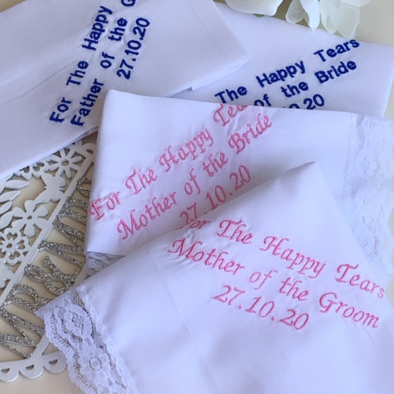 Personalised EMBROIDERED Handkerchiefs Lace Hankie custom - Etsy UK