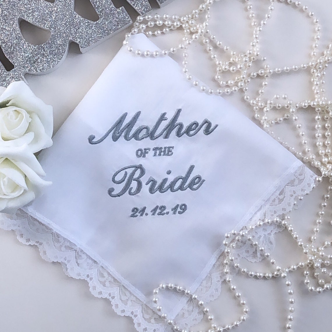 EMBROIDERED Wedding Mother of the Bride Handkerchief Soft - Etsy