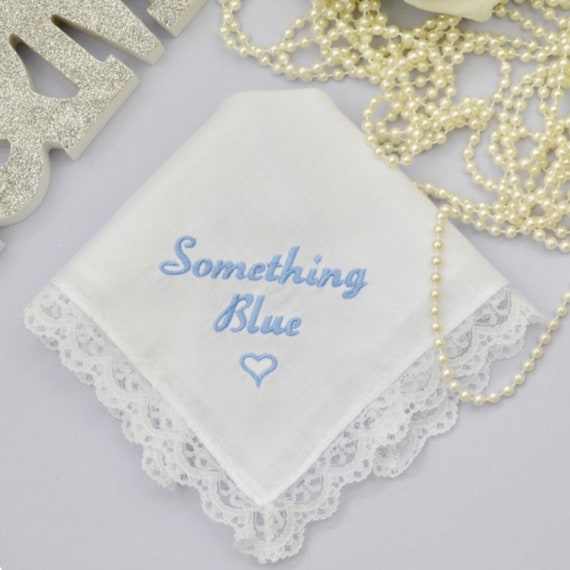 Embroidered Wedding Handkerchief Something Blue for the Bride Soft 100 Cotton With Delicate Lace Trim Lucky Blue Handkerchief Lace Hankie Etsy UK