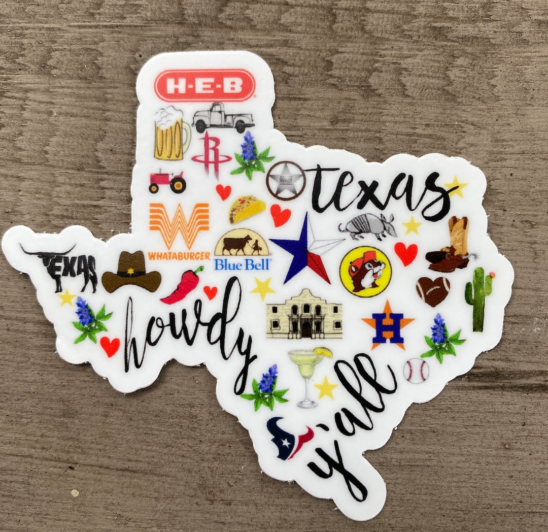 Houston Texas Symbols Sticker | Die-cut | I Love Texas | Texas Pride ...