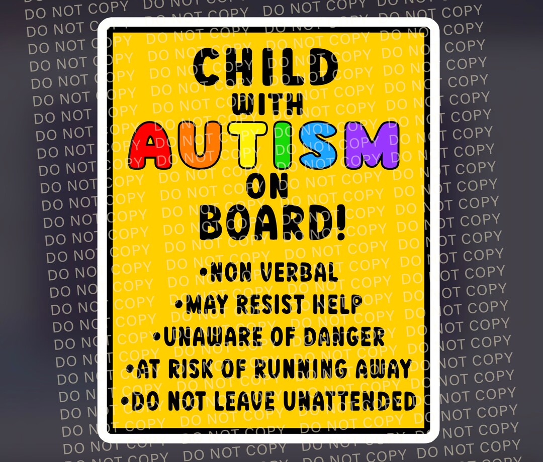 Customizable Child With Autism on Board Decal 4x5 Inch / AUTISM Medical ...