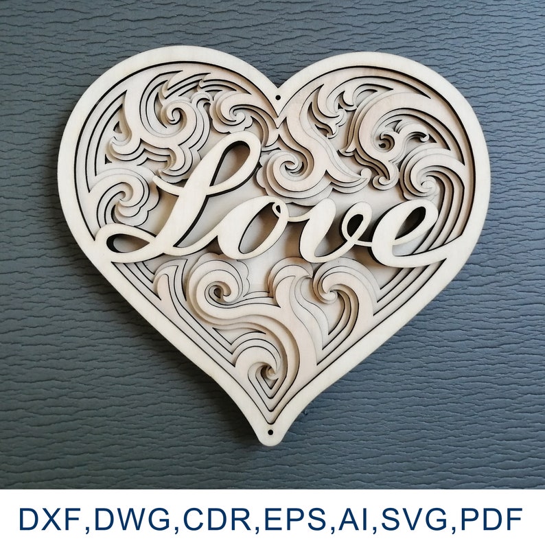 Digital Files-love Heart-cricut SVG-CNC Laser Cut Multilayer 3D Mandala ...