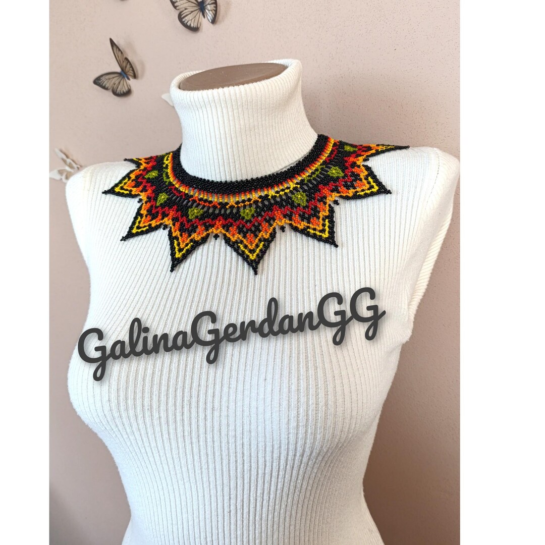 Handmade Ukrainian Beaded Collar Necklace – Sunburst Folk Jewelry - Etsy