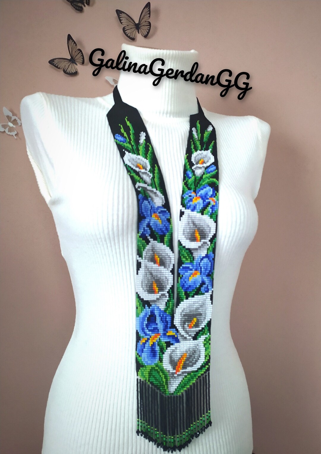 Gerdan Necklace, Long Flower, Handmade, Beaded Decoration, a Gift From ...