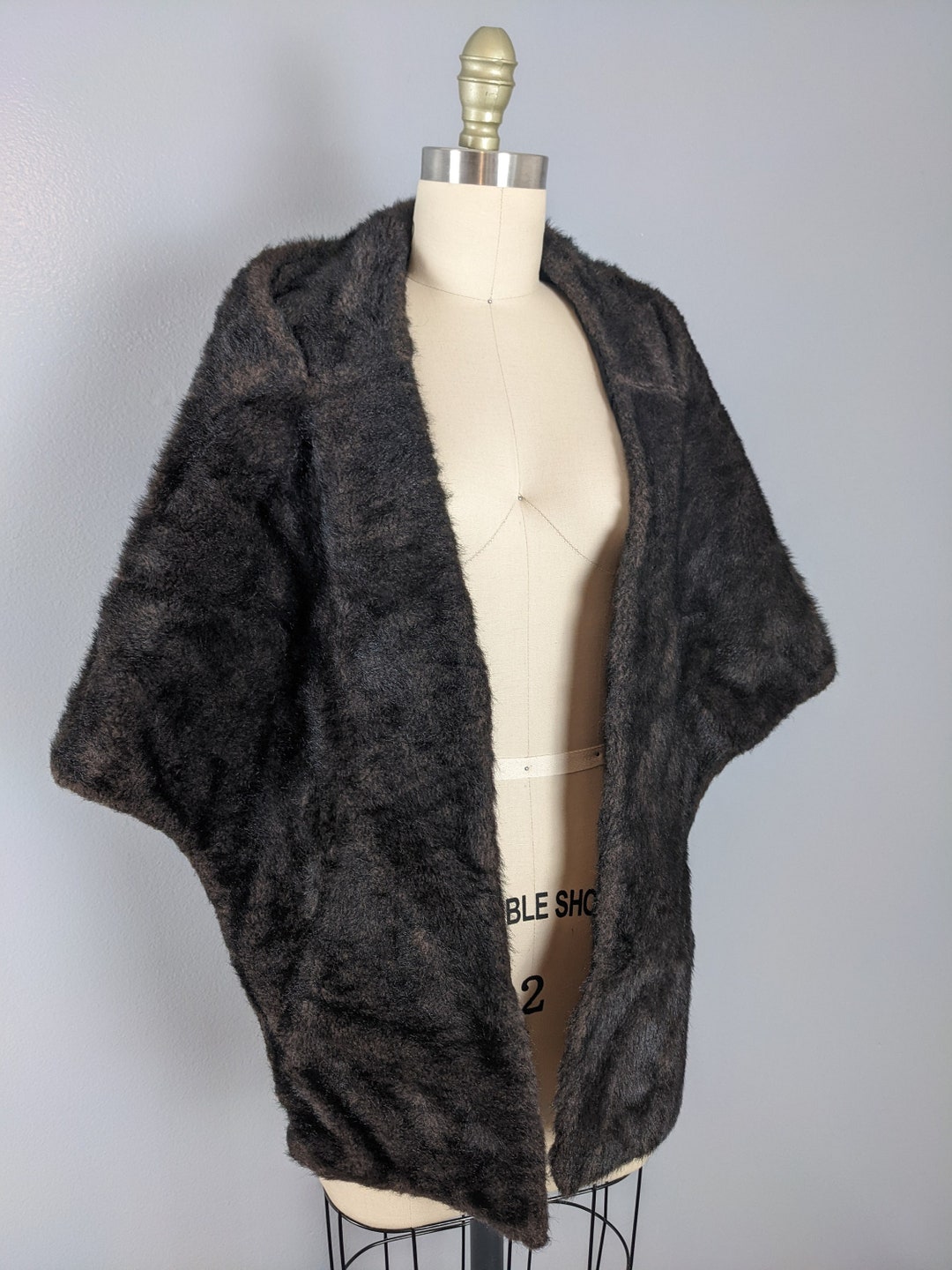 Vintage Simple Dark Brown Fur Wrap Evening Cover Shawl - Etsy