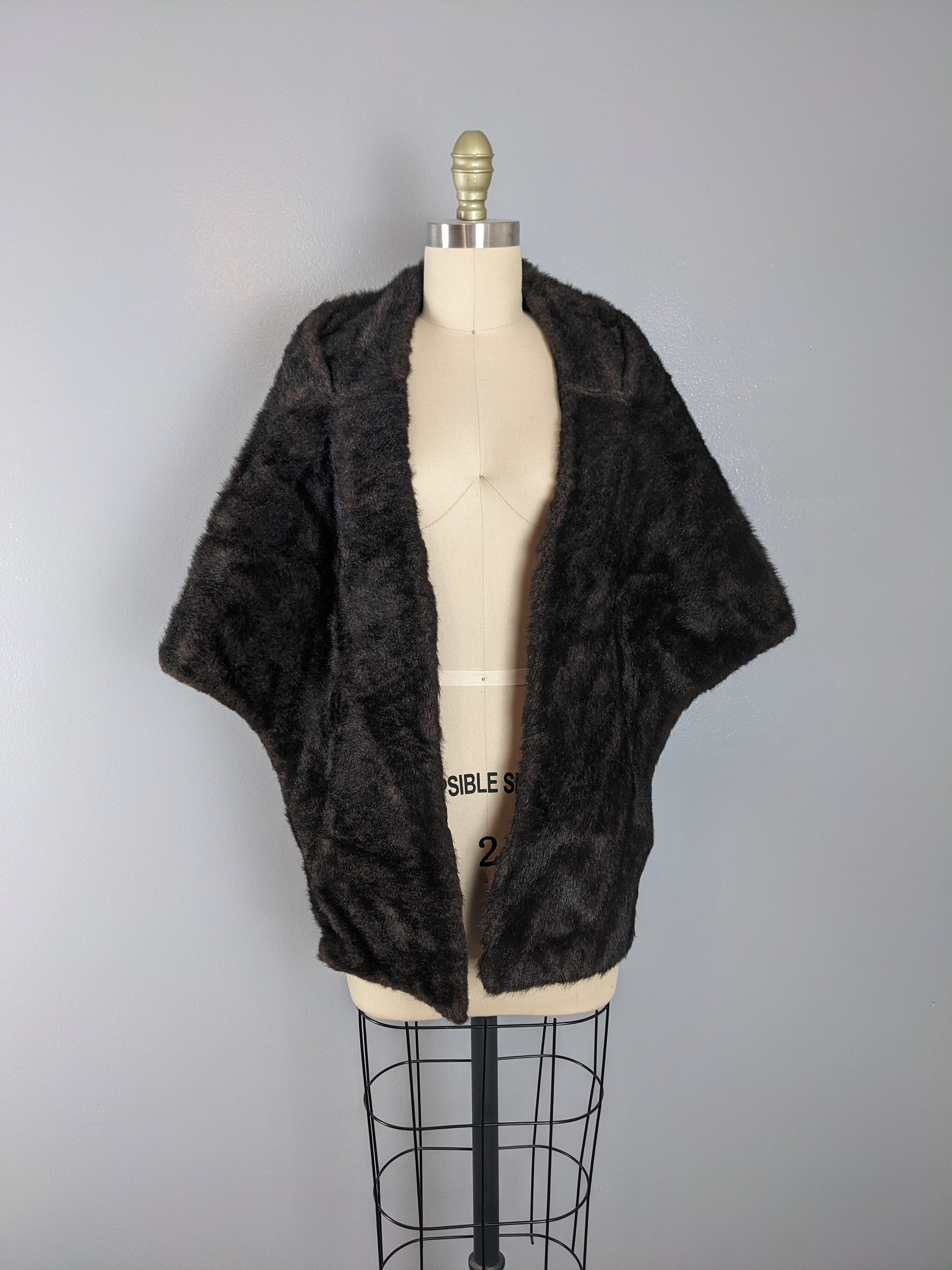 Vintage Simple Dark Brown Fur Wrap Evening Cover Shawl - Etsy