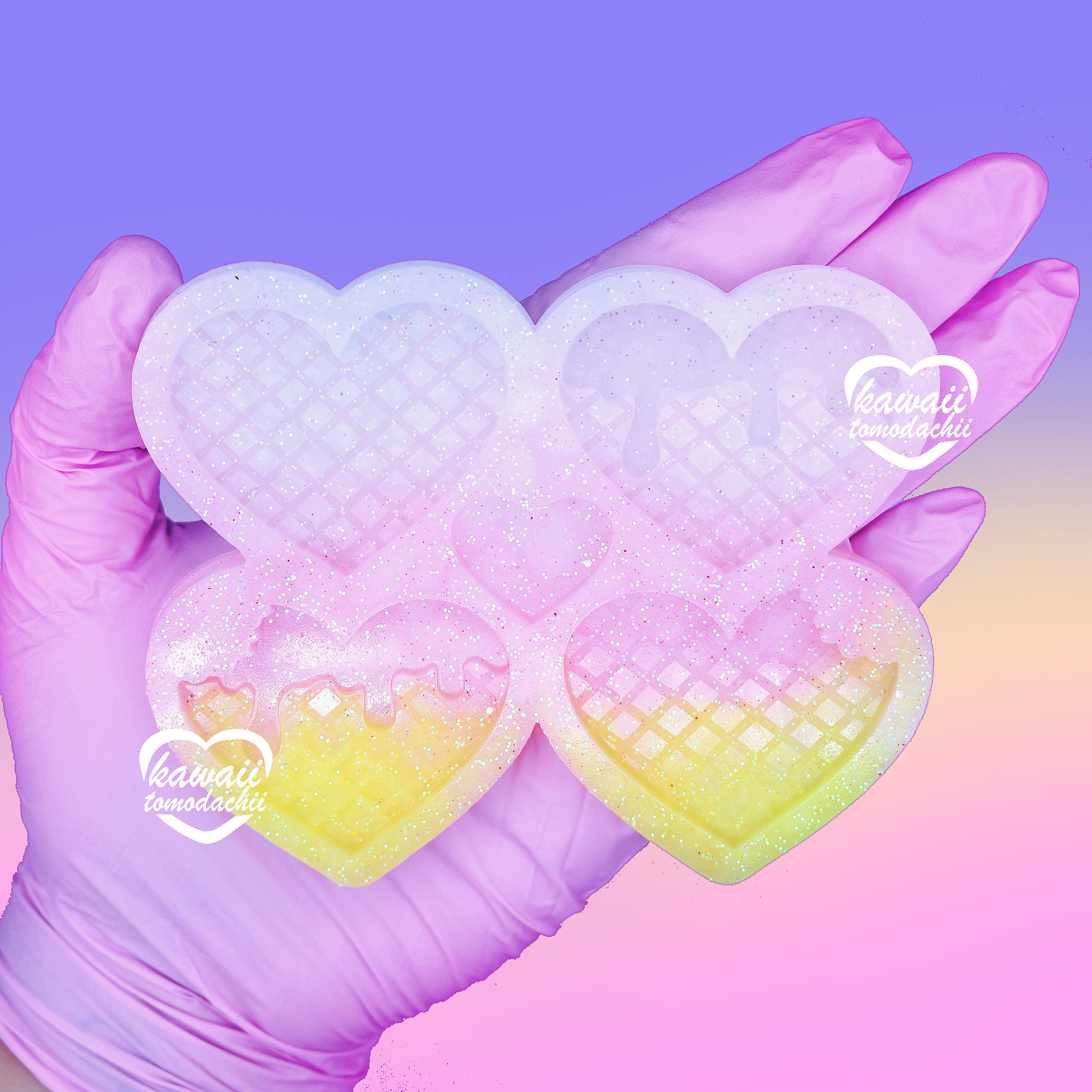 Sugar Wafer Dripping Heart Shape Palette Mold - Resin. Wax, Soap, Food ...