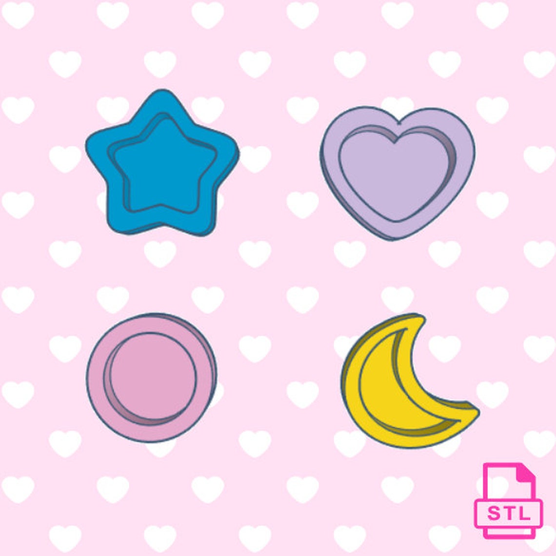 Kawaii Grippie Size Shaker Charm STL File for 3D Printing Star Heart ...