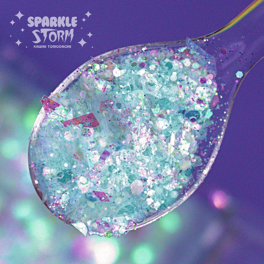 SPARKLE STORM Glow in the Dark - Iridescent / Pastel Blue Glitter Mix ...
