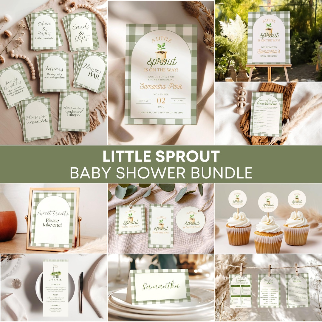 Little Sprout Baby Shower Bundle, Garden Baby Shower Invite, A Little ...