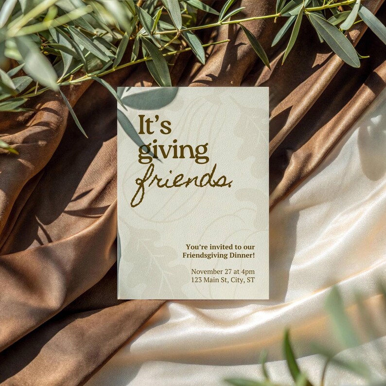 Funny Friendsgiving Invitation: It's Giving Friends Invite Canva ...