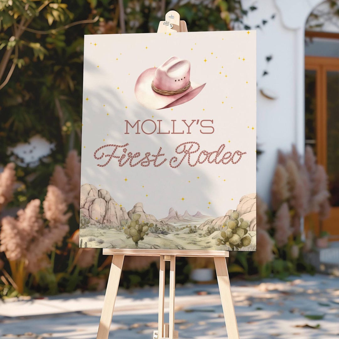 First Rodeo Sign, Cowgirl First Birthday Birthday Welcome Sign, My ...