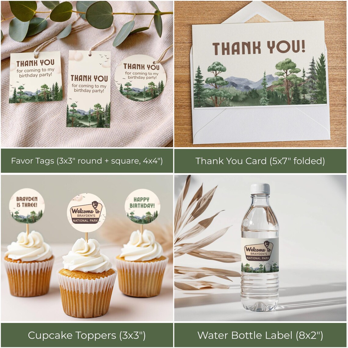 National Park Birthday Party Bundle: Mountain Wilderness Invitation ...