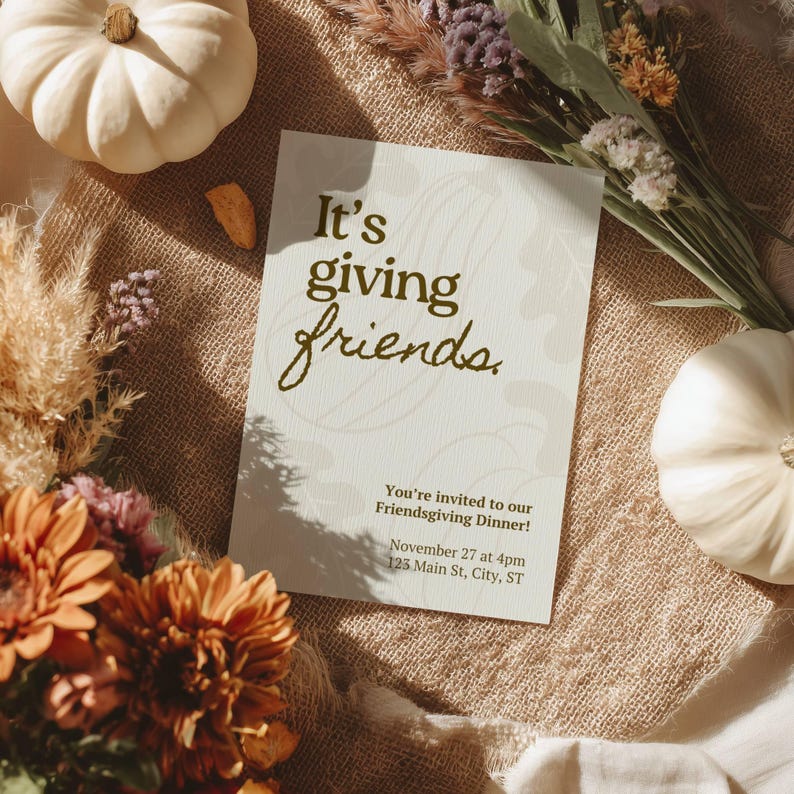 Funny Friendsgiving Invitation: It's Giving Friends Invite Canva ...