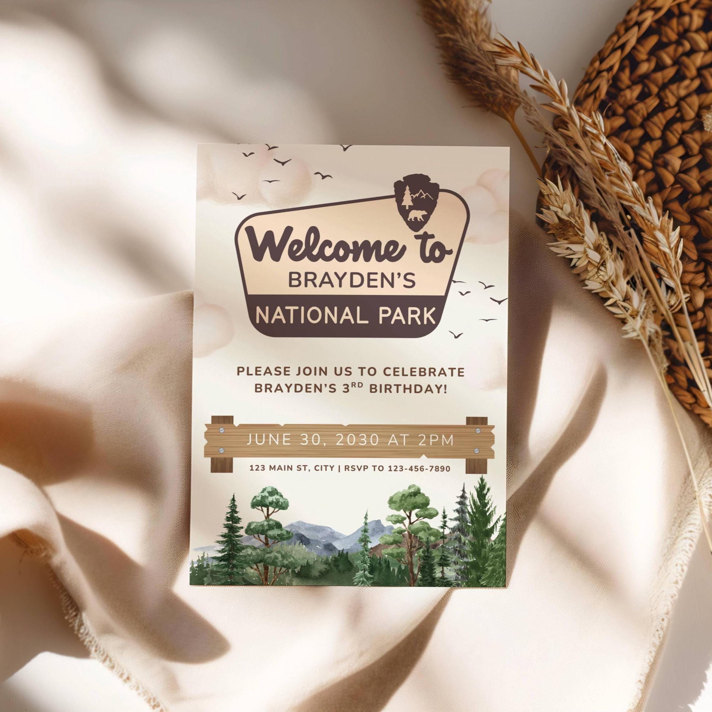 National Park Birthday Party Invitation, Camping Birthday Invitation ...