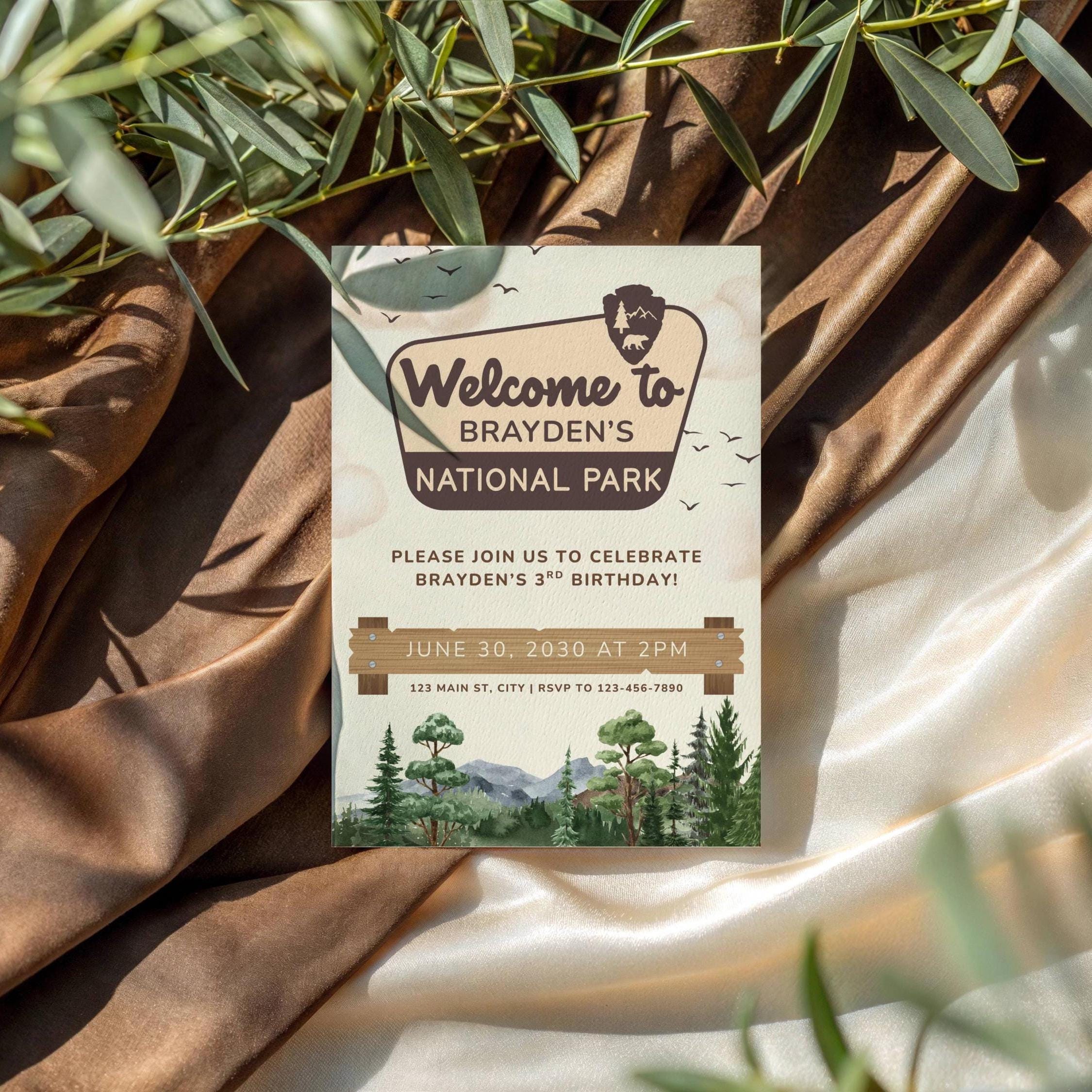 National Park Birthday Party Invitation, Camping Birthday Invitation ...