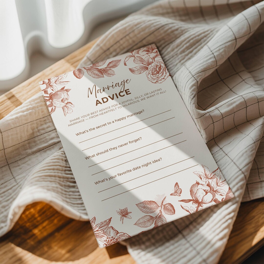 Rustic Marriage Advice Cards, Rustic Bridal Shower Game Printable ...