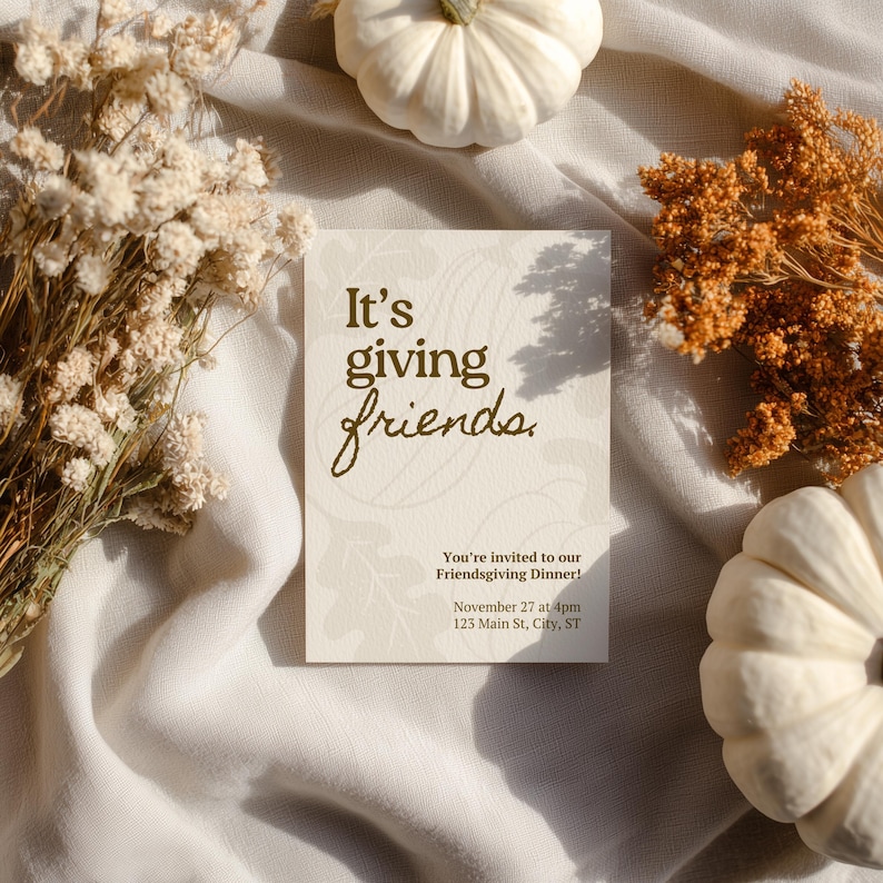 Funny Friendsgiving Invitation: It's Giving Friends Invite Canva ...