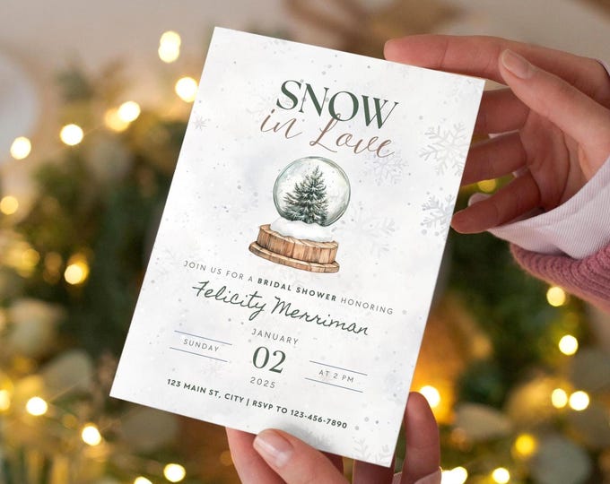 Snow in Love Bridal Shower Invitation, Editable Winter Bridal Shower ...