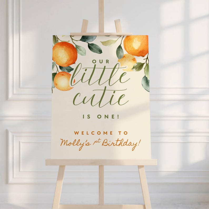 Little Cutie First Birthday Sign Template, Our Little Cutie is One ...