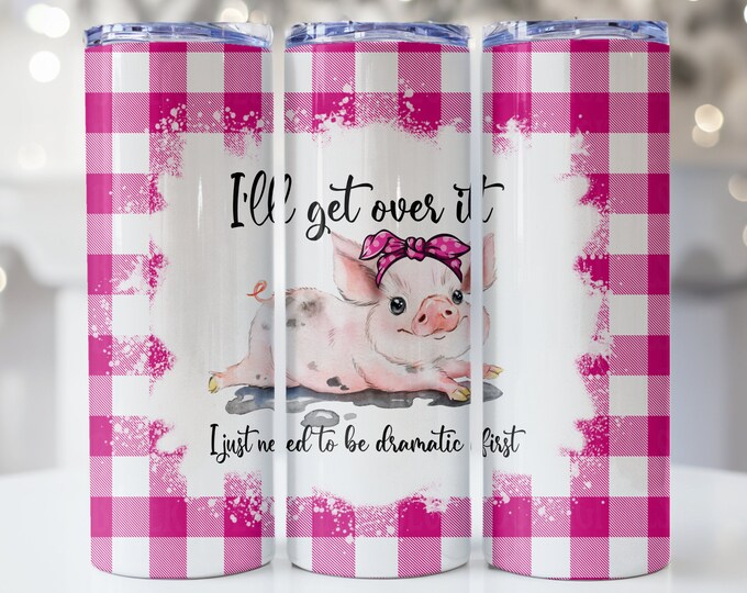 Pig Tumbler Wrap, Sublimation Designs PNG Dramatic Pig 20 Oz Skinny ...