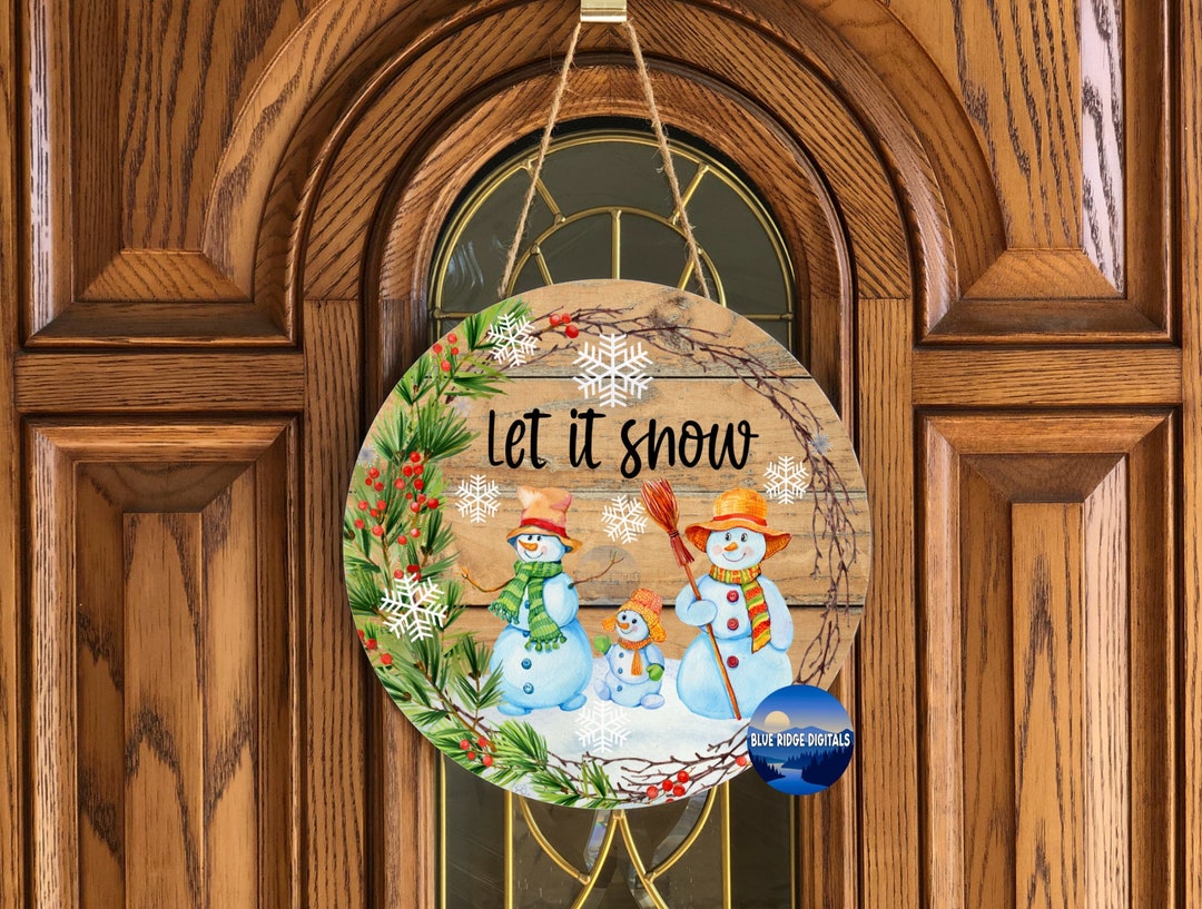 Snowman Round Door Sign Sublimation Design Door Wreath Sign - Etsy