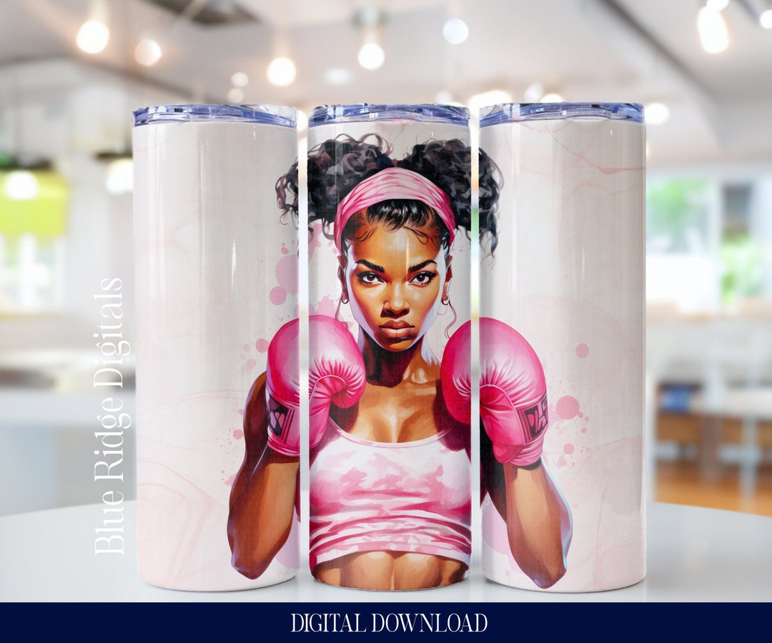 Pink Boxing Girl, 20 Oz Skinny Tumbler Sublimation Designs PNG Digital ...