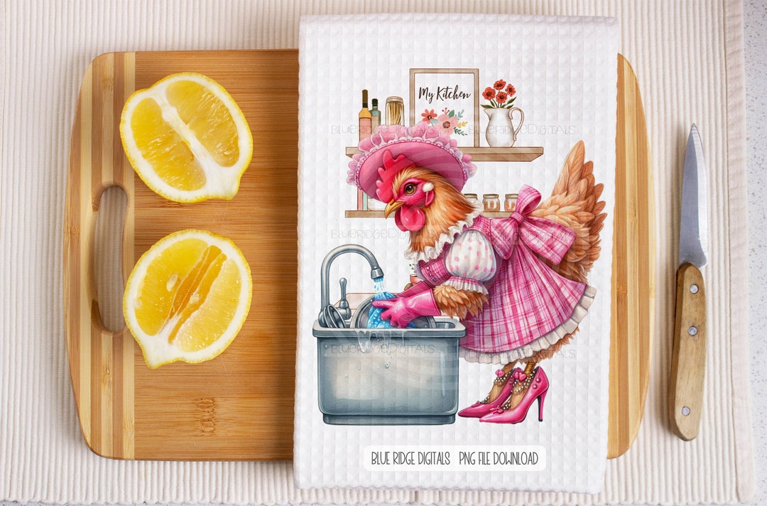 Chicken Washing Dishes Png Funny Towel Sublimation Designs Add Your Own ...