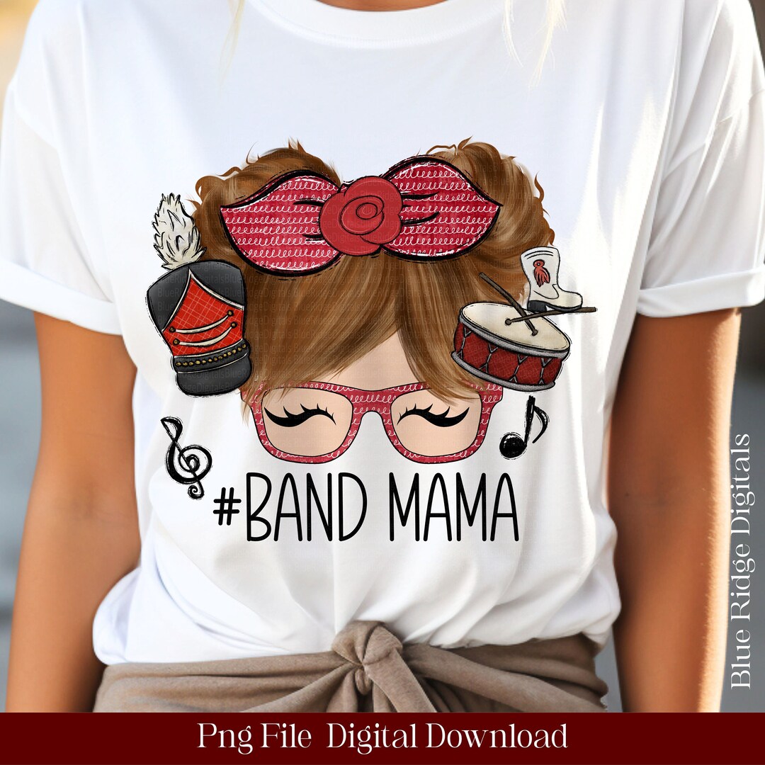 Band Sublimation Design PNG Messy Hair Bun Mom Band T Shirt - Etsy